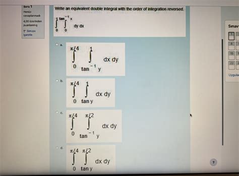 solved write an equivalent double integral with the order of