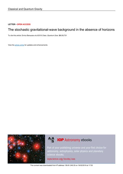 Pdf The Stochastic Gravitational Wave Background In The Absence Of Horizons