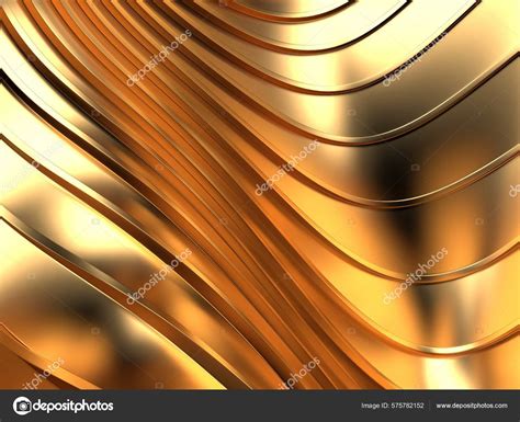 Gold Metal Background Waves Lines Rendering Fotos Imagens De