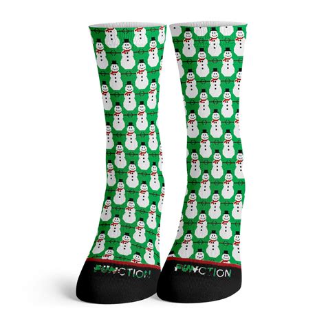 Function 8 Bit Snowman Pattern Green Fashion Sock Function Socks
