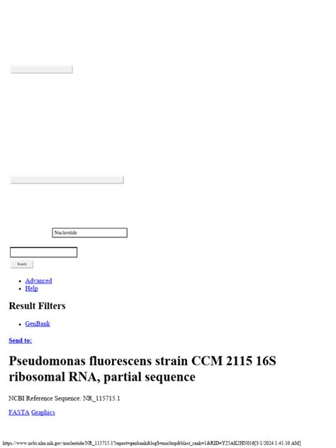 Pseudomonas Fluorescens Strain Ccm 2115 16s Ribosomal Rna Partial Seq Nucleo Pdf 16 S