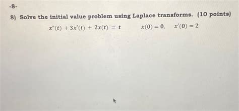 Solved 8 Solve The Initial Value Problem Using Laplace