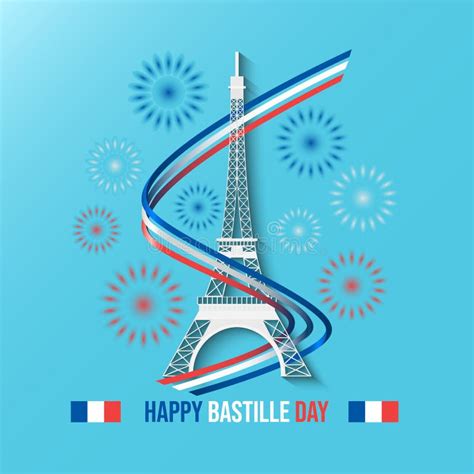 Happy Bastille Day Eiffel Stock Vector Illustration Of Celebrate