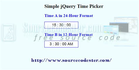 simple jquery time picker sourcecodester