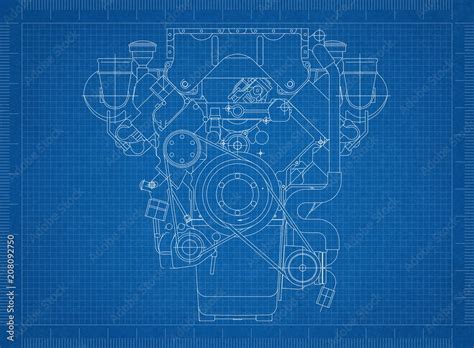 Car Engine Blueprint Stock Illustration Adobe Stock
