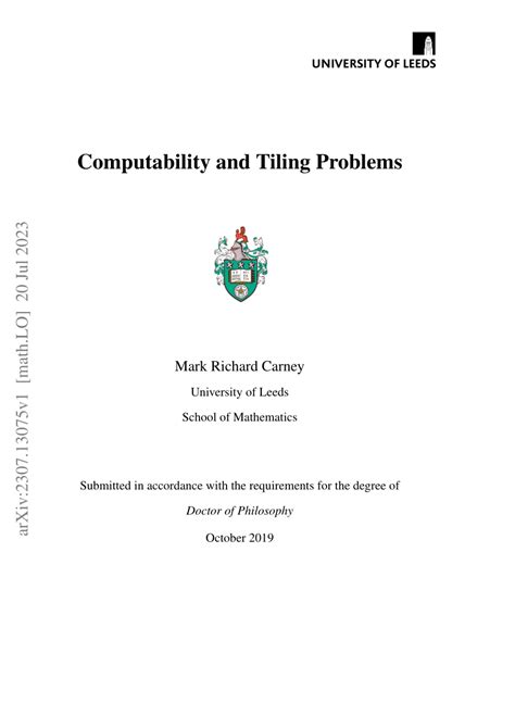 Pdf Computability And Tiling Problems