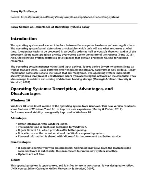 📌 Essay Sample On Importance Of Operating Systems Free Essay Term