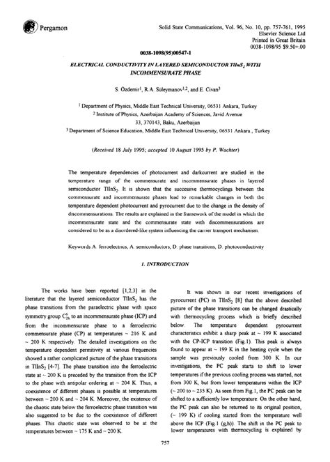 Pdf Electrical Conductivity In Layered Semiconductor Tlins2 With