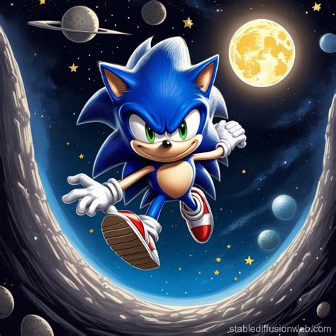 Sonic Hedgehogs Space Dive Defeating Death Egg Stable Diffusion Online