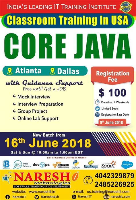 java classroom training in the usa naresh i technologies core java classroom training in the