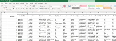 Microsoft Excel Lead Tracker Application Excel And Access Llc