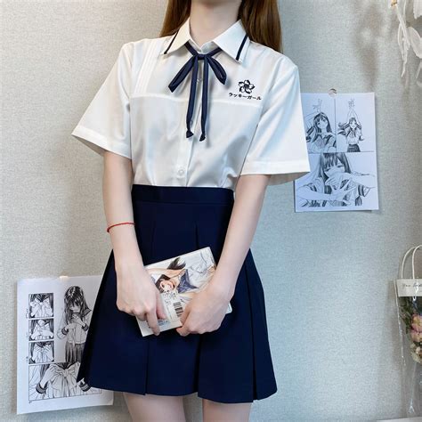 【颜沐溪】梵樱高 Jk制服女款短袖白衬衫日系间色领子风琴褶上衣虎窝淘