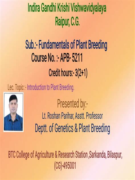 Ppt 6 Introduction To Plant Breeding Pdf A4agriculture