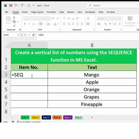 Lesson106 Excel Sequence Youtube