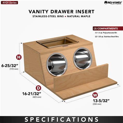 Maple Vanity Drawer Insert W Bins From Rev A Shelf