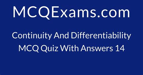Mcq Questions For Class 12 Commerce Maths Continuity And Differentiability Quiz 14