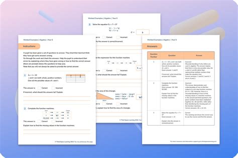 Worked Examples Algebra Year 6