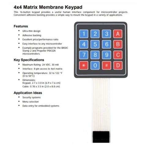 Jual Ready Stock 4x4 16 Keys Matrix Array Membrane Keypad Switch 8pin Keyboard Module For