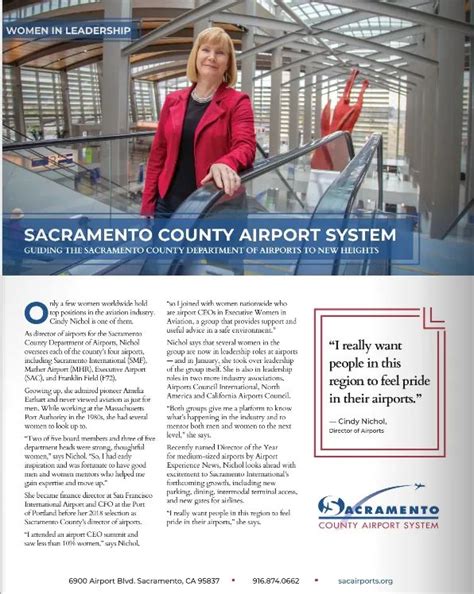 Director Of Airports Cindy Nichol Featured In Comstocks Magazine
