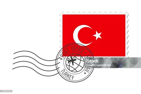 터키 우표 흰색 배경에 분리된 터키 국기가 있는 엽서 벡터 그림 고무도장에 대한 스톡 벡터 아트 및 기타 이미지 고무도장 국기 기 Istock