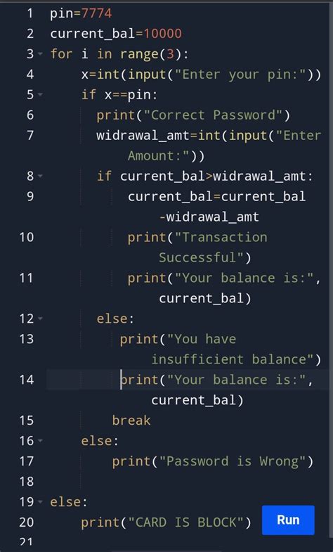 Shashank Singh Bhadauria On Linkedin Atm Python Program Coding It