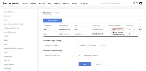Configuring Custom Technician Roles Hexnode Help Center