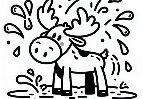 Elch Schüttelt Kopf Und Lässt Wassertropfen Von Geweih Spritzen