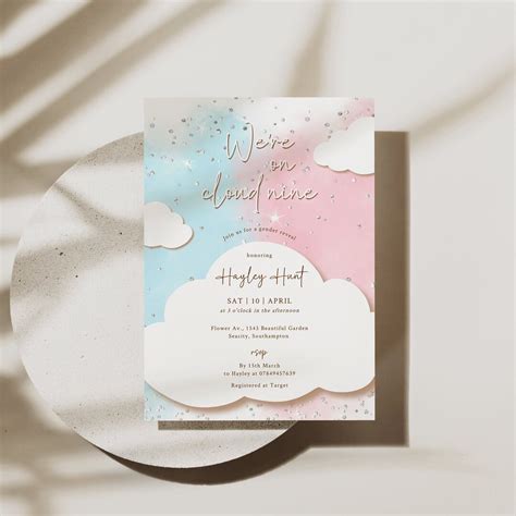 Gender Reveal Cloud Nine Invitation Template Elegant Invitation On