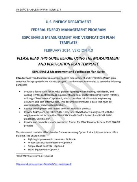 espc enable measurement and verification plan template pdf