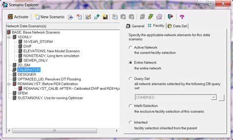 Scenario Explorer Facility Tab In Infoswmm And Infoswmm Sa Swmm5 Icm Swmm Icm Infoworks