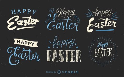 Handwritten Easter Label Set Vector Download