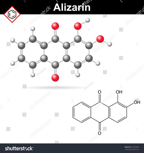 Structural Chemical Formula Model Alizarin Dye Stock Vector Royalty
