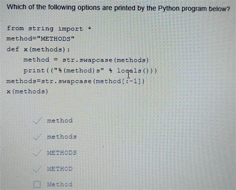 Solved Which Of The Following Options Are Printed By The