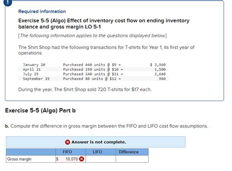 Solved Required Information Exercise 5 5 Algo Effect Of