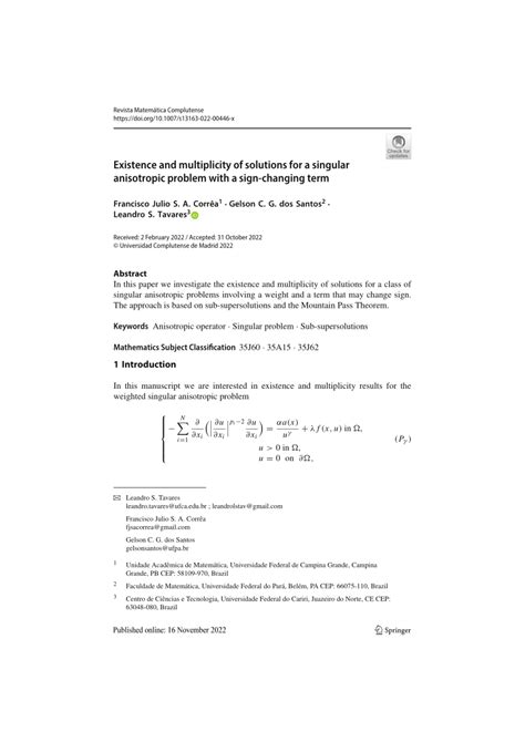 Pdf Existence And Multiplicity Of Solutions For A Singular