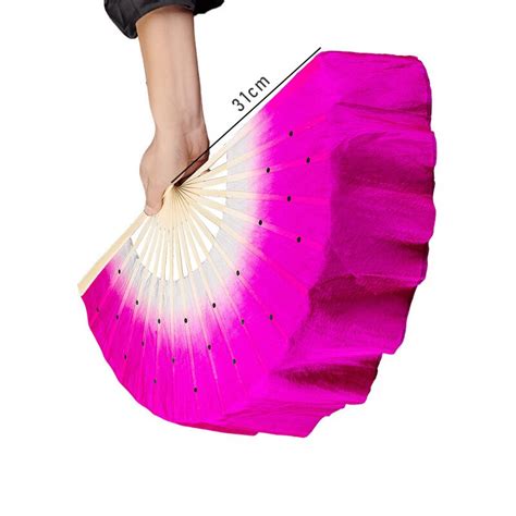 Badu Bg 2 бр Китайско късо ветрило за коремен танц 30 см бамбук 10 см полукръг копринен воал