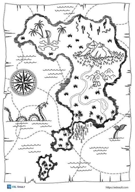 Free Treasure Map Coloring Pages ESL Vault Coloring Pages Treasure Map Drawing Treasure
