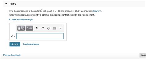 Solved Part C Find The Components Of The Vector With Chegg