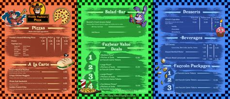 Freddy Fazbears Pizzeria Menu Concept Larger Pics In Comments Fnaf