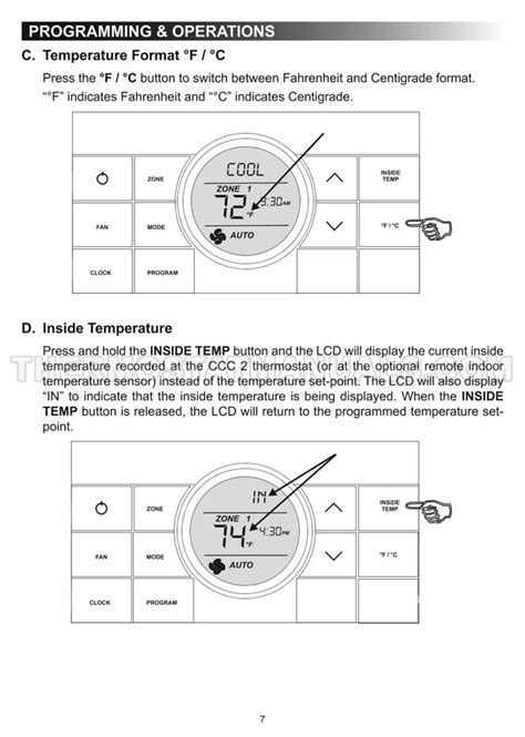 Dometic Comfort Control Center 2 Thermostat Operating Instructions