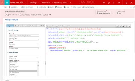 XRM Formula Calculating A Weighted Score For Opportunities North Support
