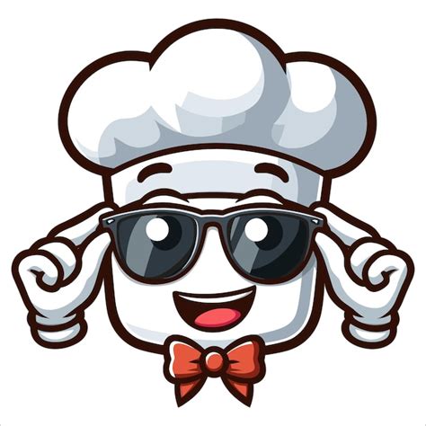 Premium Vector A Cute Chef Cartoon Mascot Handsome Face Happy Expression With Sunglasses