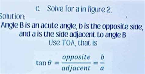 Solved C Solve For A In Figure 2 Solution Angle B Is An Acute Angle