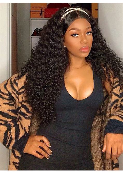 Mongolian Kinky Curly Full Density Human Hair Lace Front Wigs Deep Curl