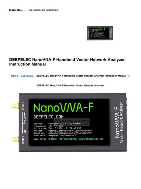 Nanovna F Handheld Vector Network Analyzer Manual Pdf Calibration Computer Architecture