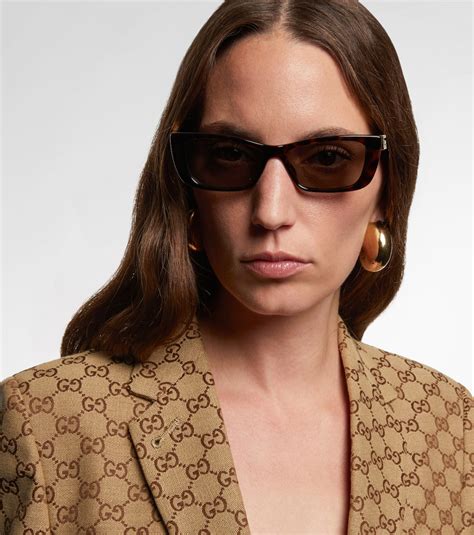 Embellished Rectangular Sunglasses In Brown Gucci Mytheresa