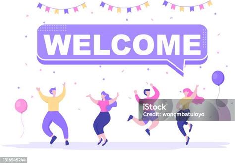 웹 페이지 열기 배너 프레젠테이션 소셜 미디어 문서 포스터 또는 인사말 카드 의 오프닝을 위한 환영 벡터 일러스트레이션 개념에 대한 스톡 벡터 아트 및 기타 이미지 Istock