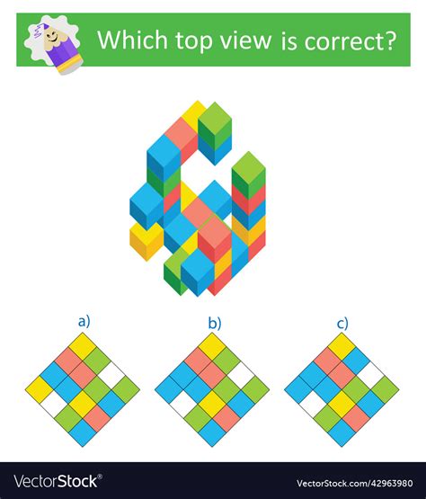 Puzzle Game Which Top Vew Is Correct Royalty Free Vector