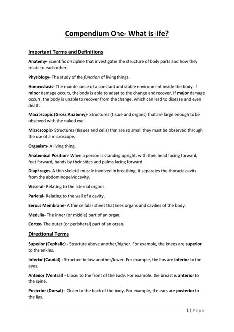 Human Structure And Function Revision Notes Humb1000 Human Structure And Function Curtin