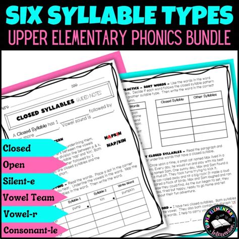 6 Syllable Types Phonics Guided Practice And Activities Bundle Syllable Division